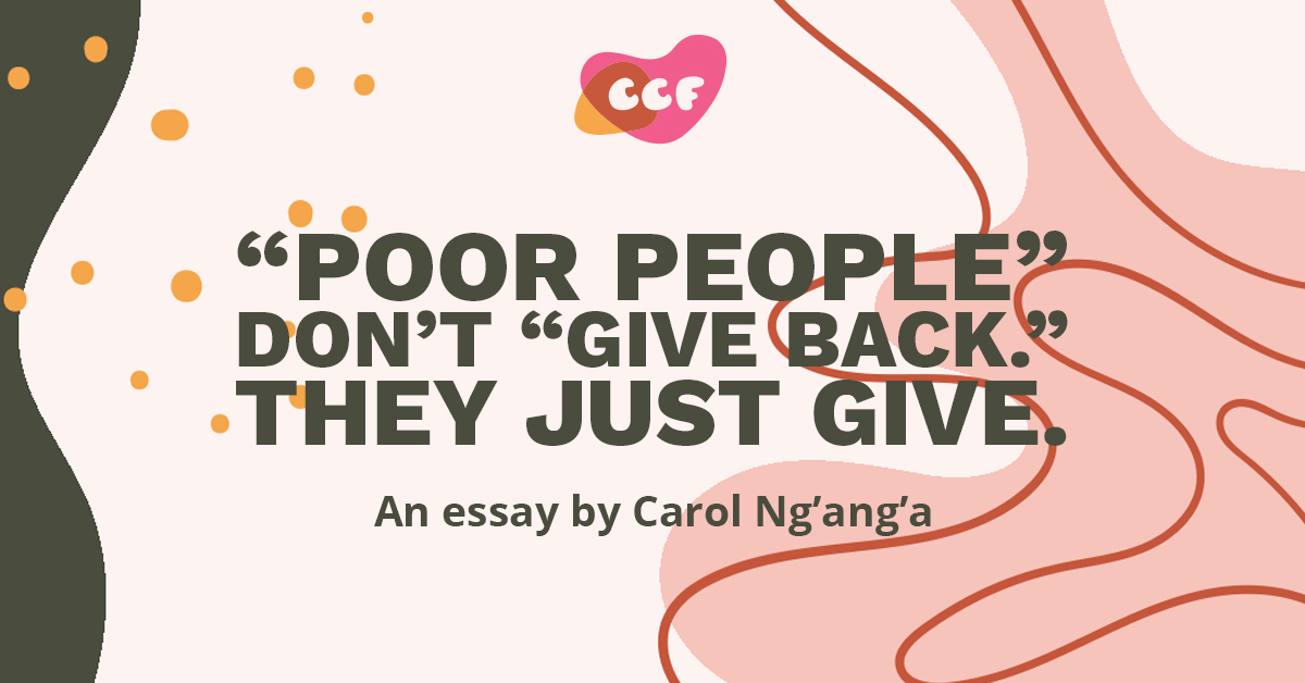 “Poor people” don’t “give back.” They just give.